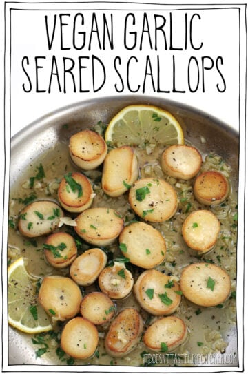 Vegan Garlic Seared Scallops • It Doesn't Taste Like Chicken