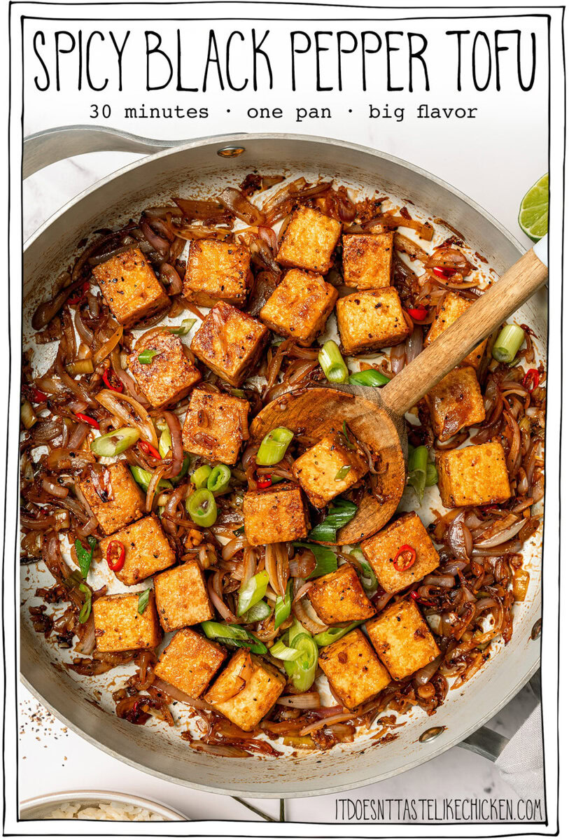 Spicy Black Pepper Tofu | It Doesn't Taste Like Chicken